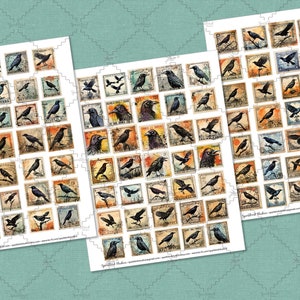 Downloadable Vintage-style Postage Stamps, 105 Clever Crows & Ravens to ...