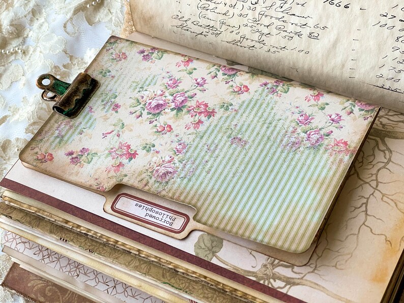 Keepsake Vintage Floral Divided Mini File Folders for Junk Journals and ...