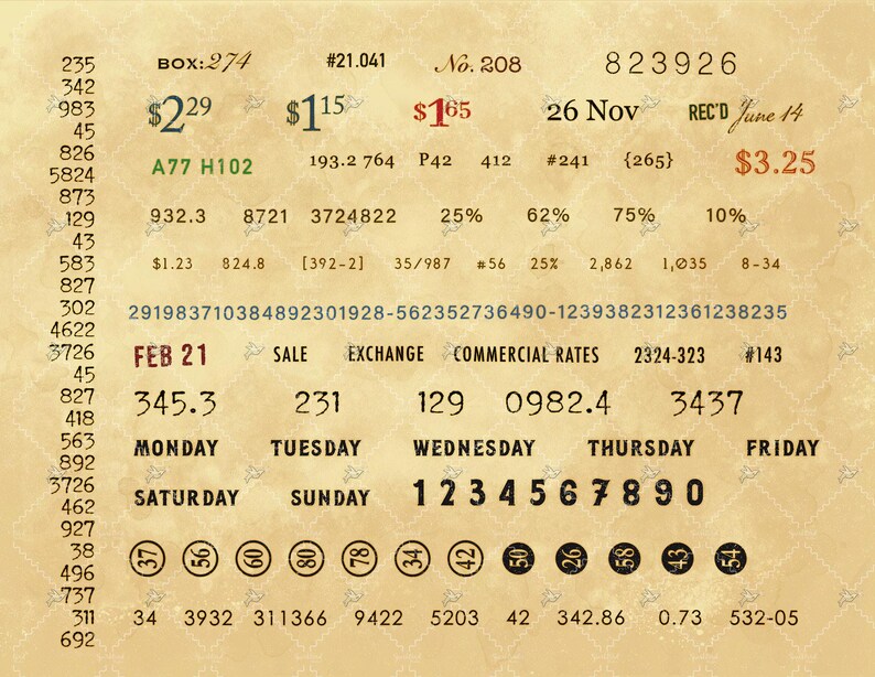 Random Vintage Number Ephemera for Tags, Junk Journals, Collage & Mixed ...