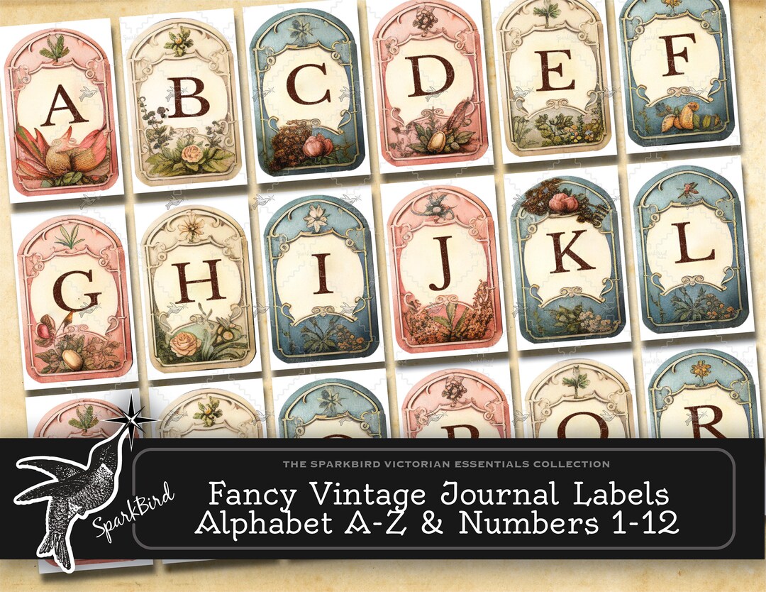 Alphabet Letters and Number Labels for Junk Journals, Collage and ...