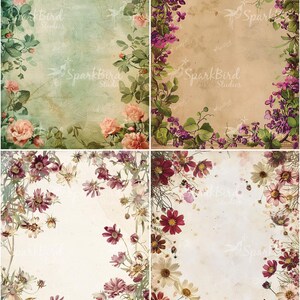 Pretty Printable Paper Floral Borders, Aged Vintage Border Letter Pages ...