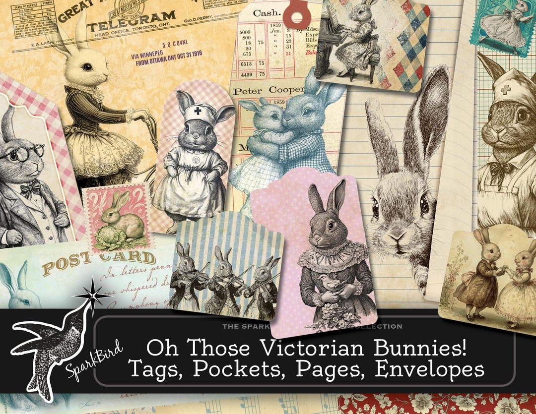 Victorian Bunny Tags, Pockets, Envelopes, Spreads and Pages for ...