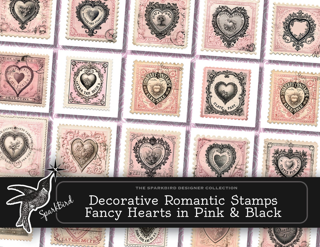 Timbres-poste vintage mariage et Saint-Valentin à imprimer - Etsy France