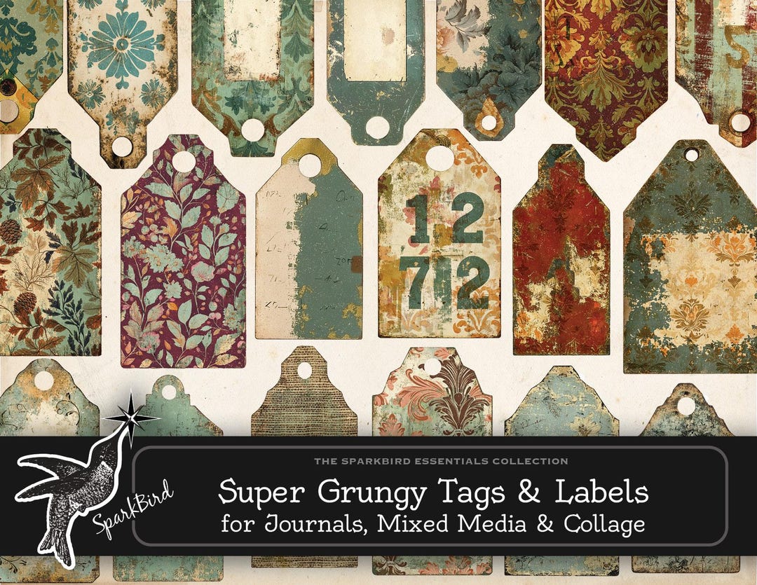 Ultra Grungy Aged Worn Fall Labels & Tags Sampler, Junk Journal ...