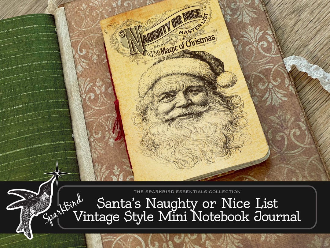 Vintage Santa Naughty or Nice Mini Notebook Journal: Making a List ...