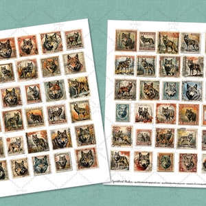 Vintage-style Printable Postage Stamps, Wolf Wisdom 60 Designs of ...
