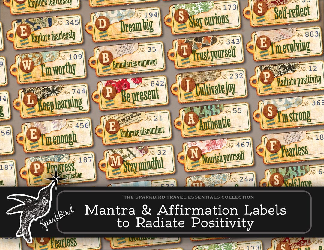 Mantra & Affirmation Tags That Radiate Positivity, Shabby Scrappy Boho ...