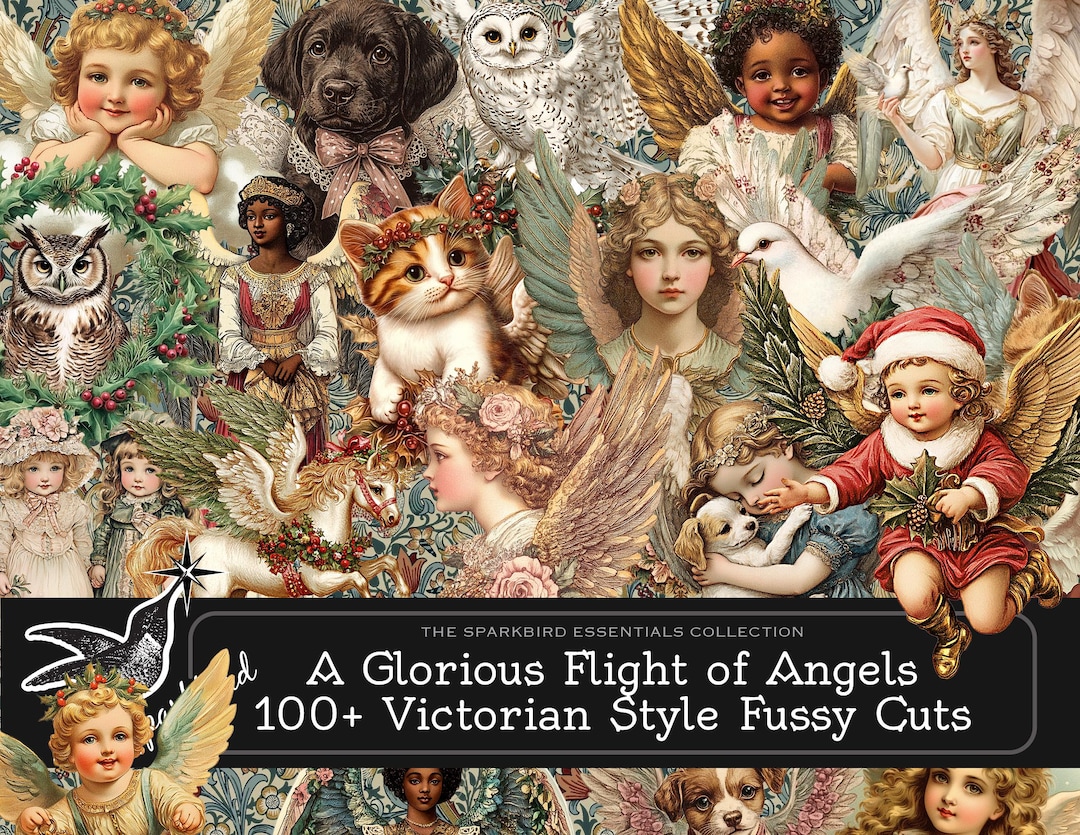 Enchanting Victorian Angels. Puppies, Kittens and Christmas Cherub ...