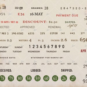 Random Vintage Number Ephemera for Tags, Junk Journals, Collage & Mixed ...