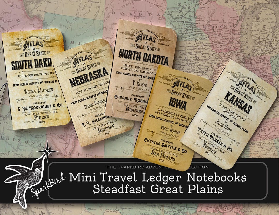 Travel Journal Vintage Map Theme of Great Plains USA States, EASY DIY ...