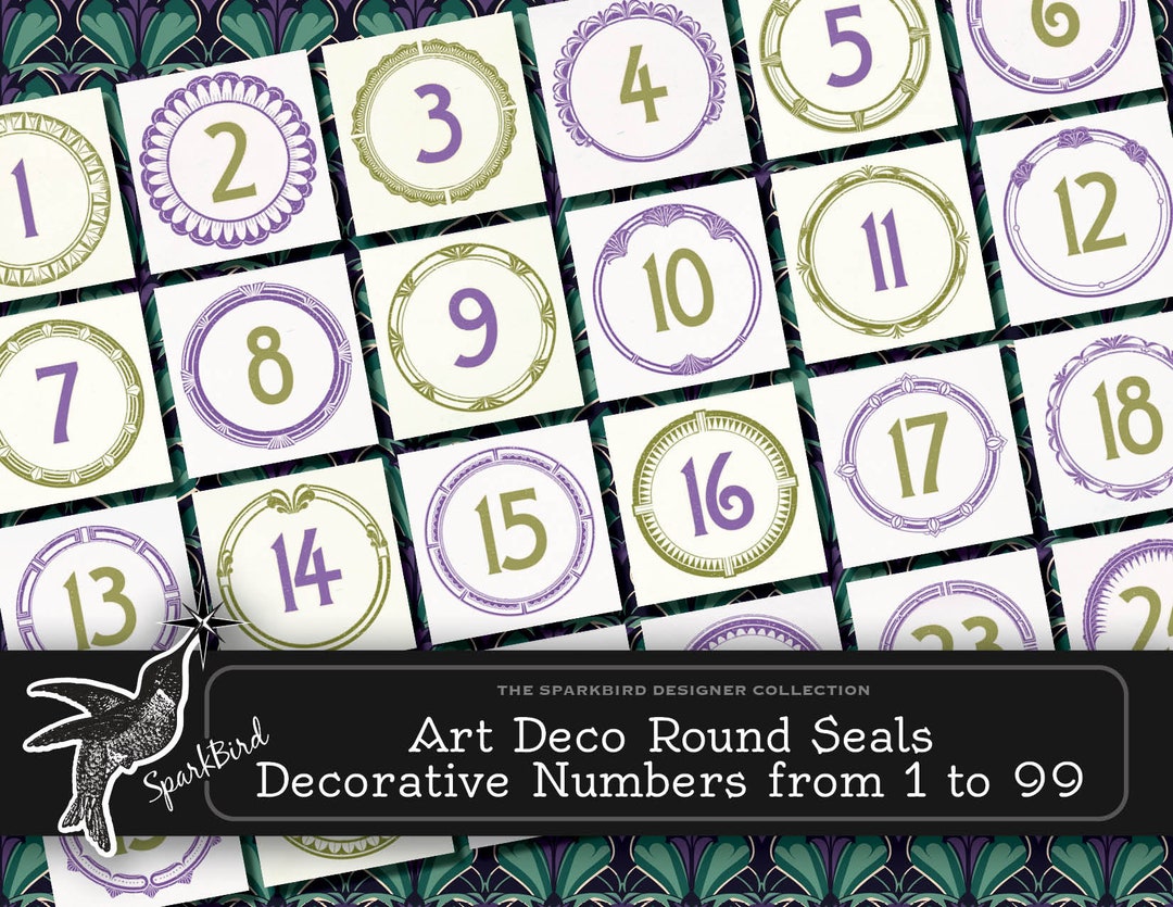 Art Deco Number and Date Labels From 1-99 for New Year Planners ...