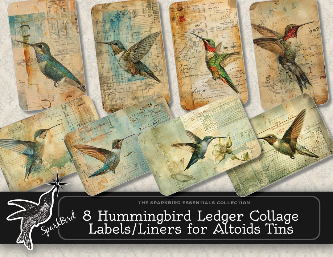 Hummingbird Ledger Paper Altoid Tin Covers and Liners for Candy Box ...