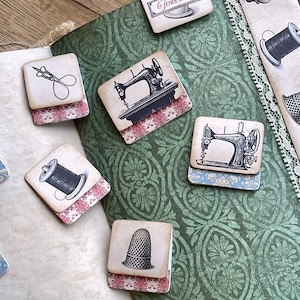 Sewing Theme Covered Paper Clips and Tabs & Removable Tuck Spot ...