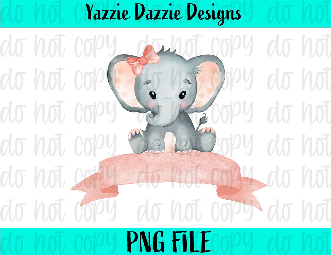 Baby Girl Elephant | PNG Digital Design Download | Watercolor - Etsy