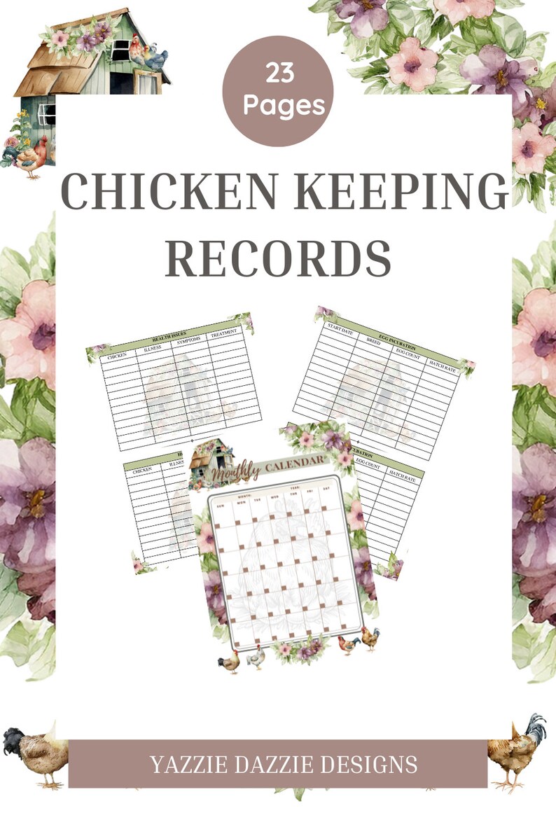 Printable Chicken Keeping Records | PNG File - Etsy
