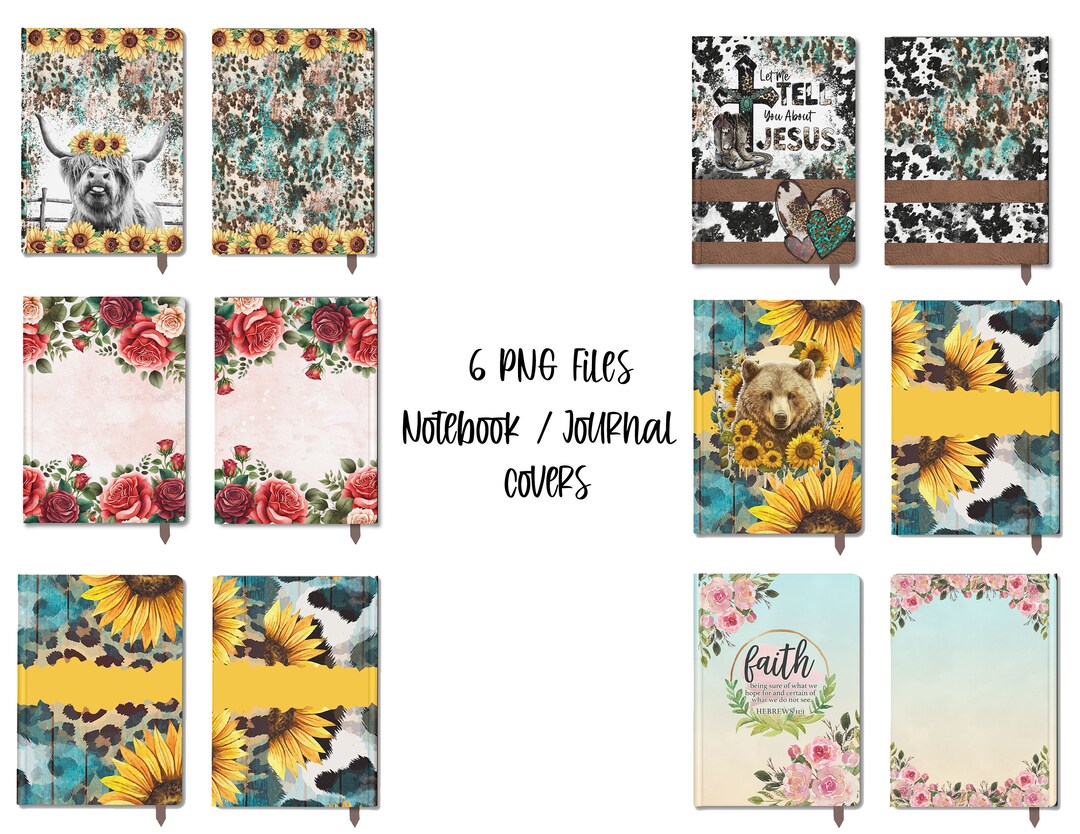 6 Notebook / Journal Covers PNG File - Etsy