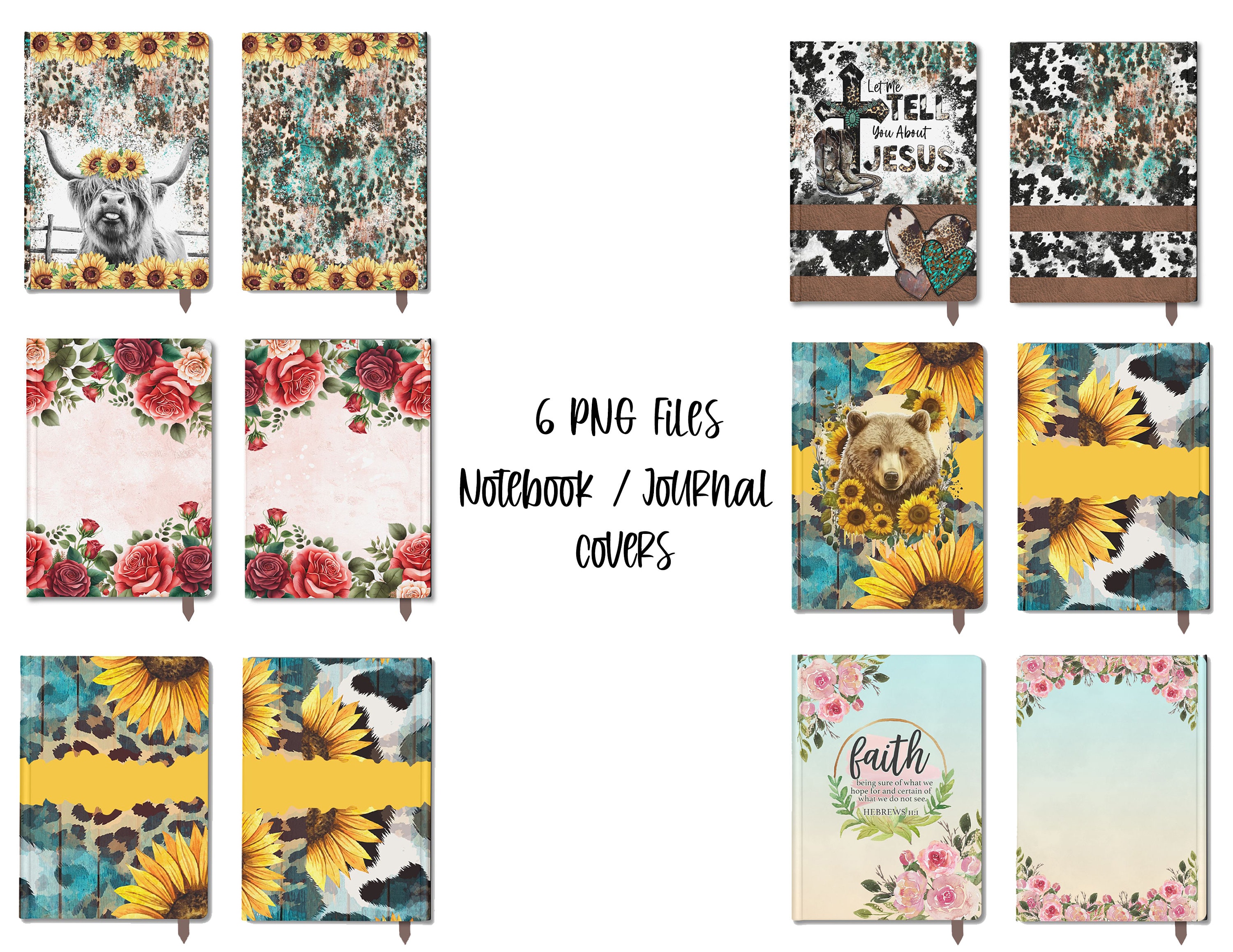 6 Notebook / Journal Covers PNG File - Etsy