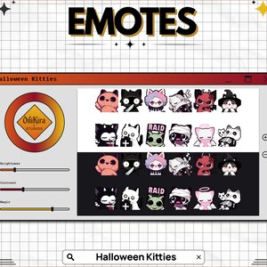 12 Halloween Cat Emotes for Twitch and Discord, Spooky Season, Kitty ...