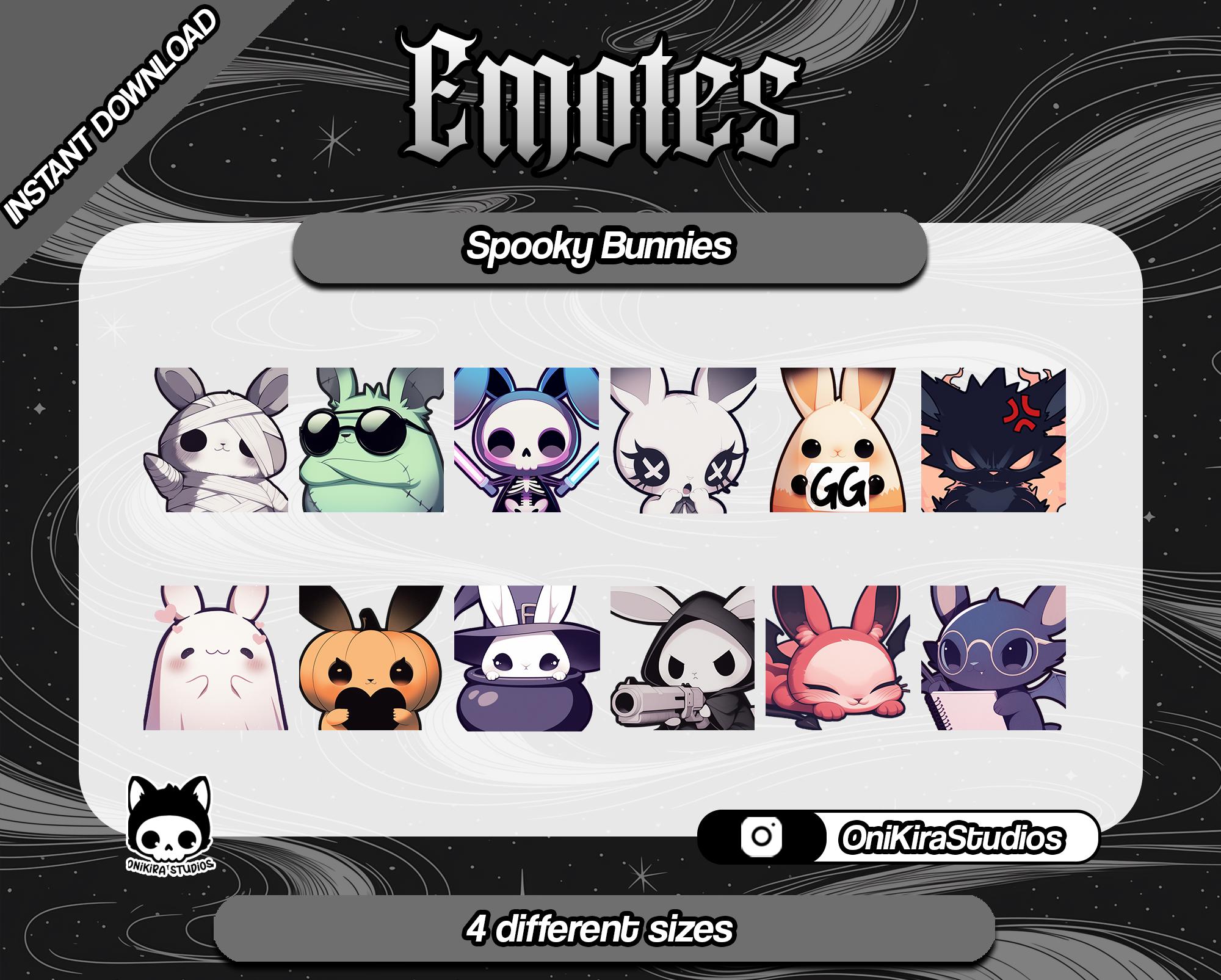 12 Halloween Bunny Emotes for Twitch and Discord, Spooky Season, Bunny ...