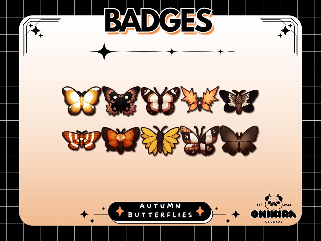 Sub Badges Cottage Core, Autumn Butterfly Moth Badge Set for Twitch ...