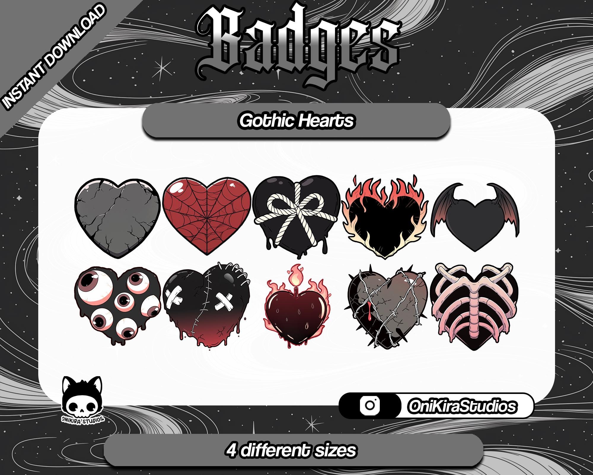 Gothic Heart Badges for Twitch and Discord / Spooky Season / Halloween ...