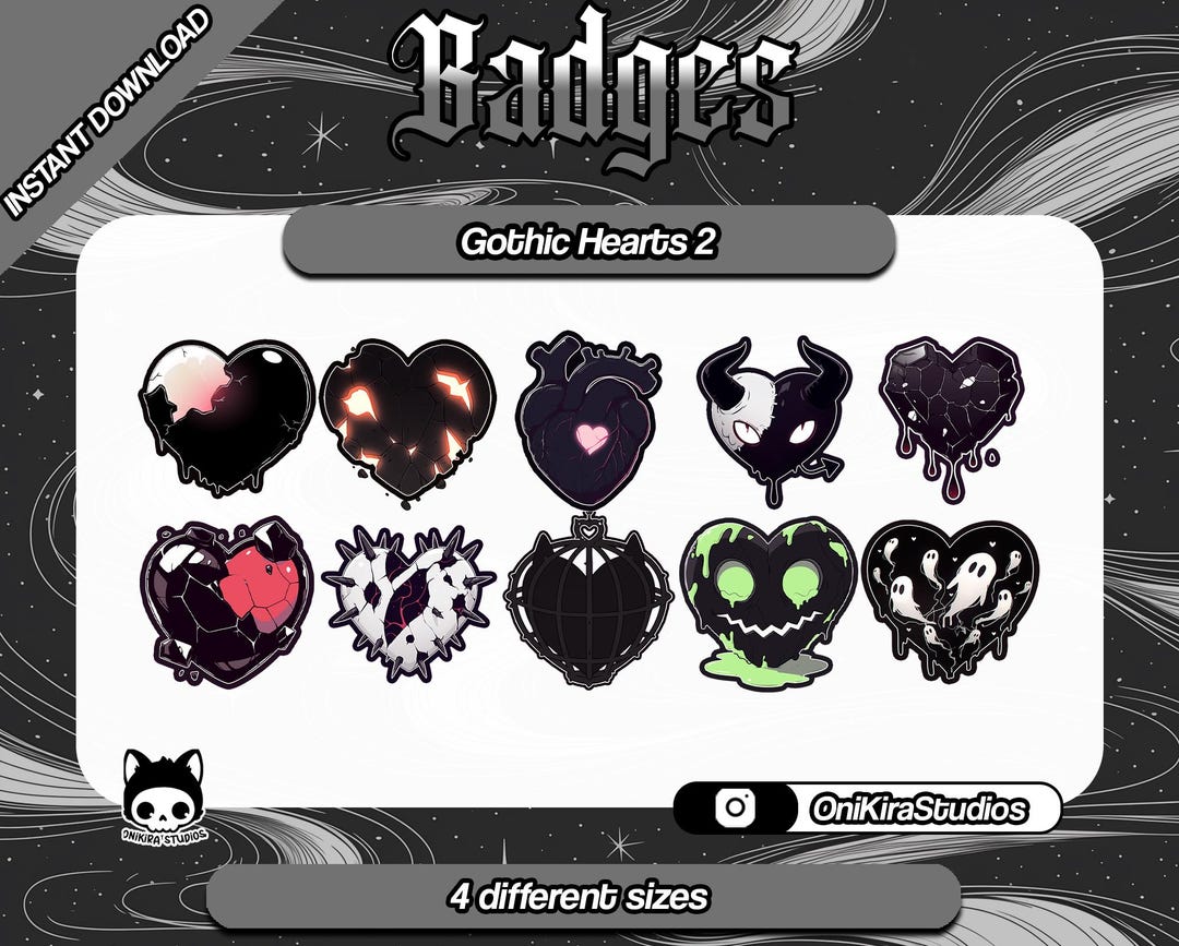 Gothic Heart Badges for Twitch and Discord / Spooky Season / Halloween ...