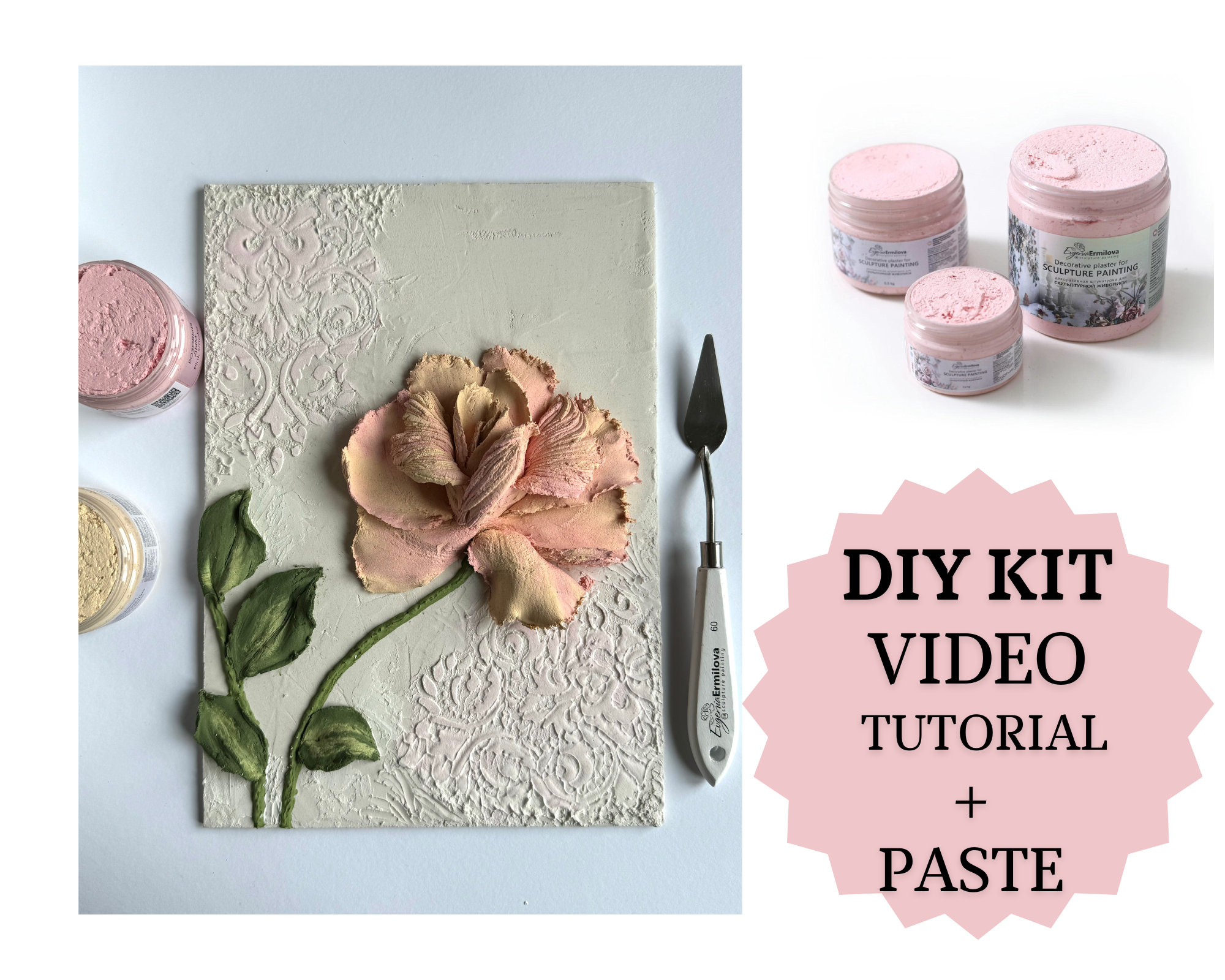 Beginners Kit "tea Rose" Video Tutorial + Paste by Evgenia Ermilova Sculpture Painting Paste 3D ...