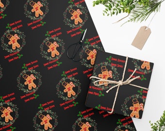 Snowy Gingerbread Magic Gift Wrap Gingerbread Dreams Wrapping Paper ...