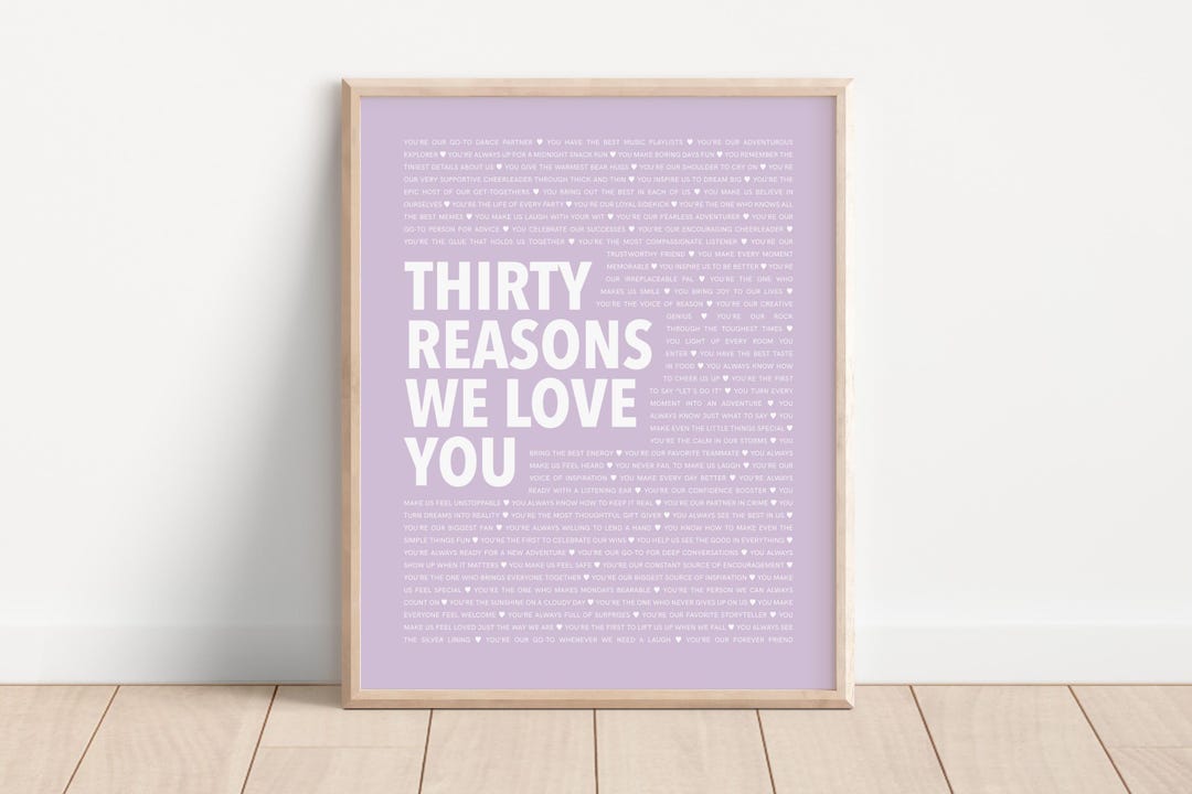 30 Things We Love About You, 30 Reasons We Love You, 30th Birthday ...