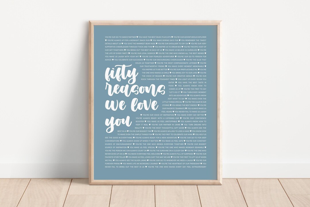 50 Reasons I Love You, 50 Things I Love About You, Personalized 50th ...