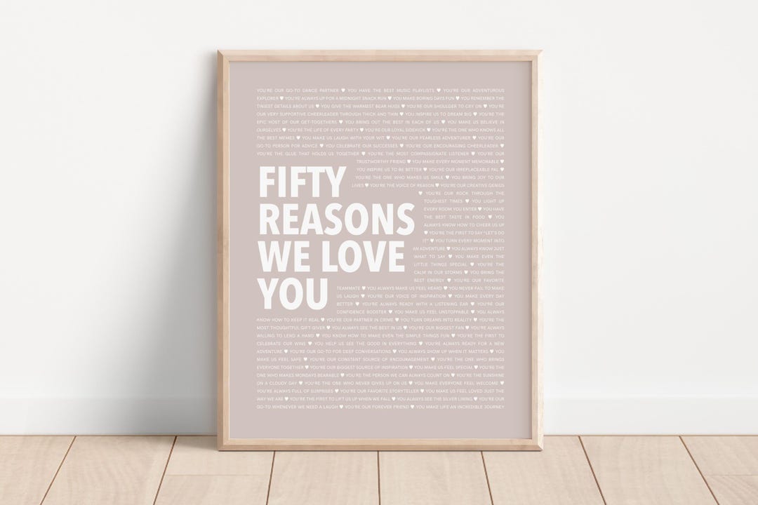 50 Things I Love About You, Personalized 50th Anniversary Gifts, 50th ...
