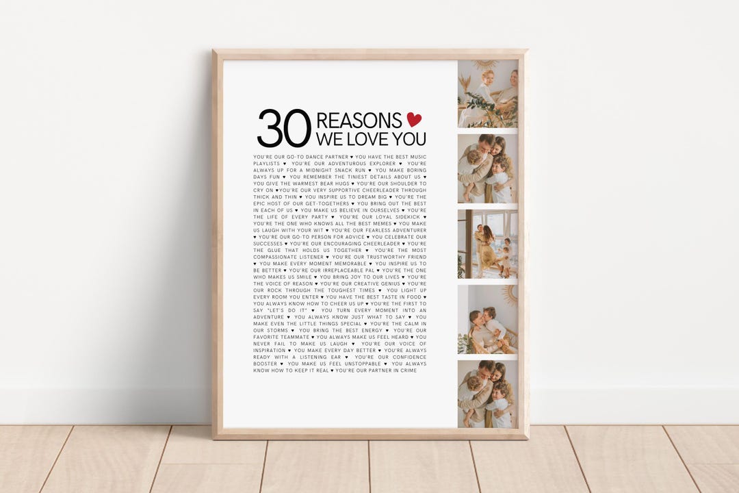 30 Things We Love About You, Best Friend 30th Birthday Present, Custom ...