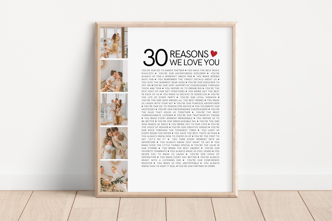 30 Things We Love About You, Thoughtful Gift for 30 Year Old, Custom ...