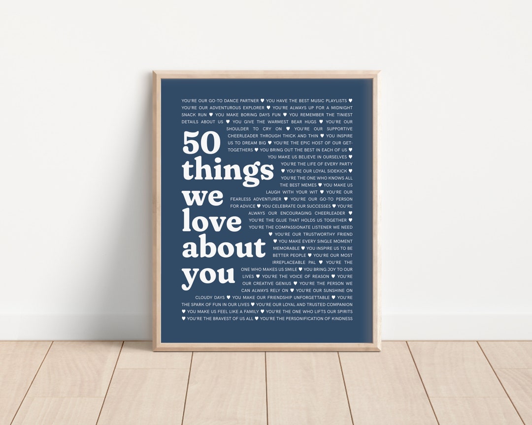 50 Reasons We Love You Printable, Custom 50 Reasons Why We Love You ...