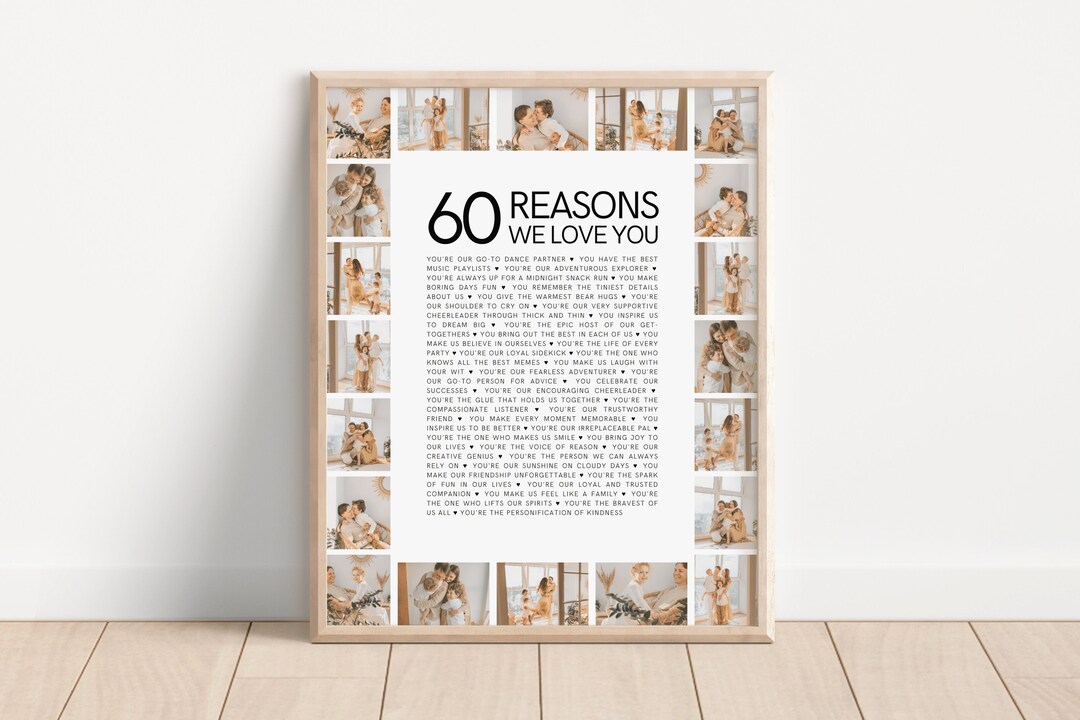60 Things We Love About You Printable, Personalized 60th Birthday Gifts ...