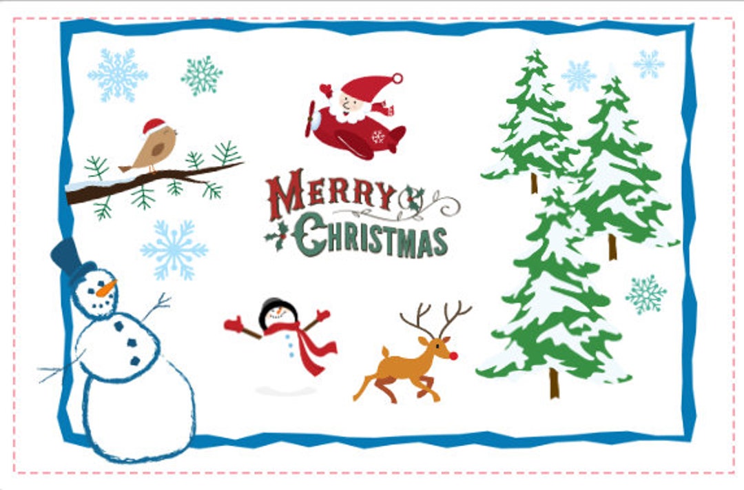 2 Christmas Cards PDF File Downloadable Sheets ( 2 Large Stickers per ...