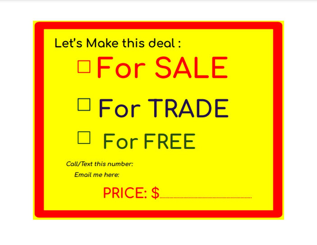 For Sale Sign PDF Downloadable File Easy Printing - Etsy