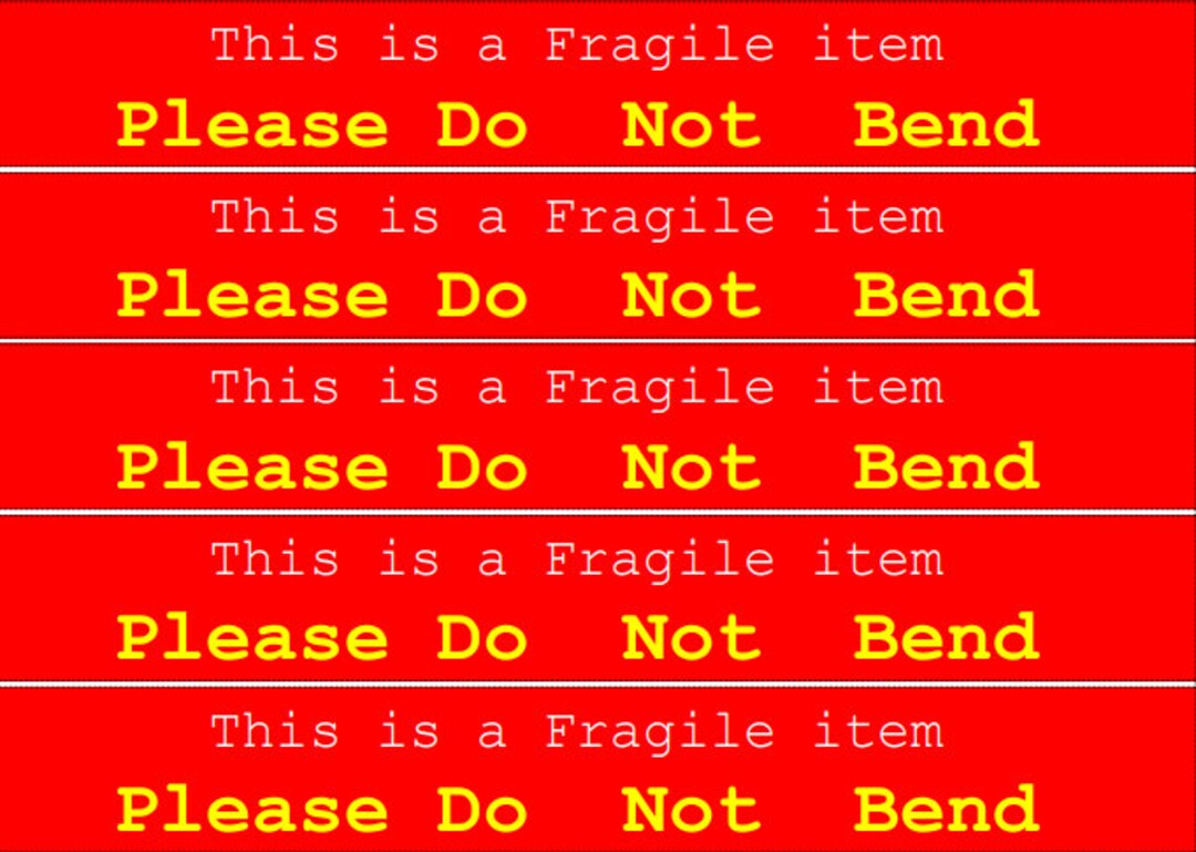 Fragile Do Not Bend Labels PDF File Downloadable Sheets - Etsy