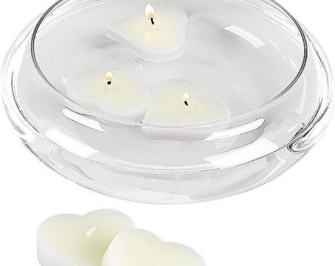 Luxury Glass Floating Candle Holders 9” Wide Flat Bottom *** CLEARANCE ...
