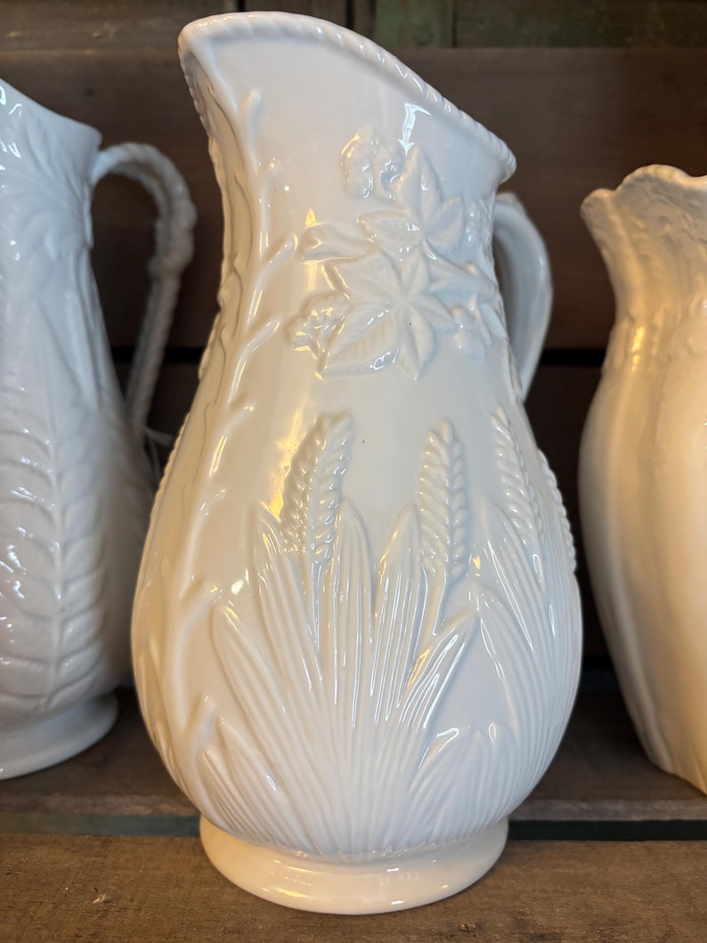 Victorian Salt-glazed Raised Wheat and Floral Embossed Pitcher - Etsy