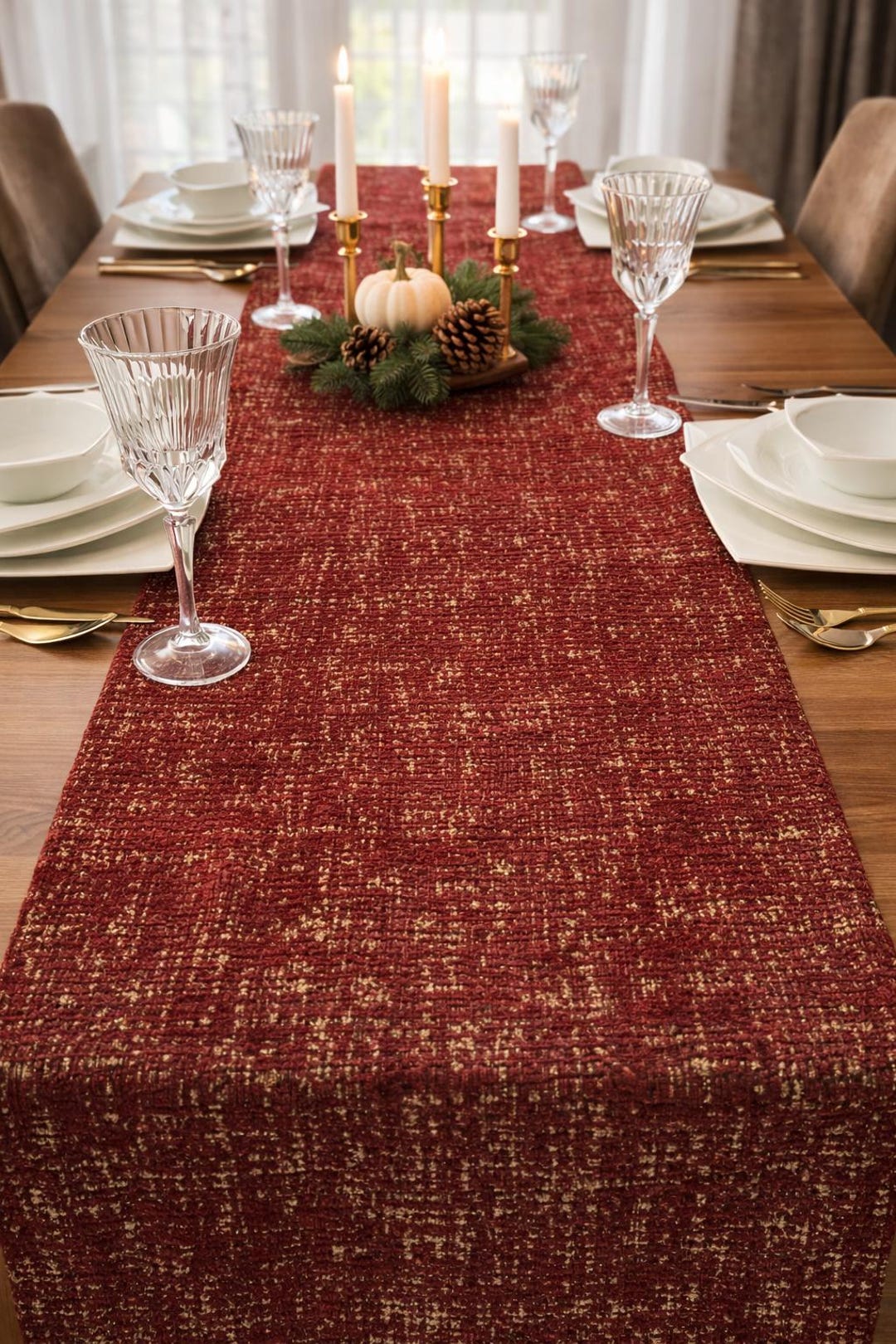 Custom Table Runner for Wedding, Holiday, Farmhouse. Burgundy Table ...