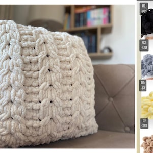 Warm Cream Hand Knit Pillow Cover, Chunky Hand Knit Pillow Cover, Cable ...