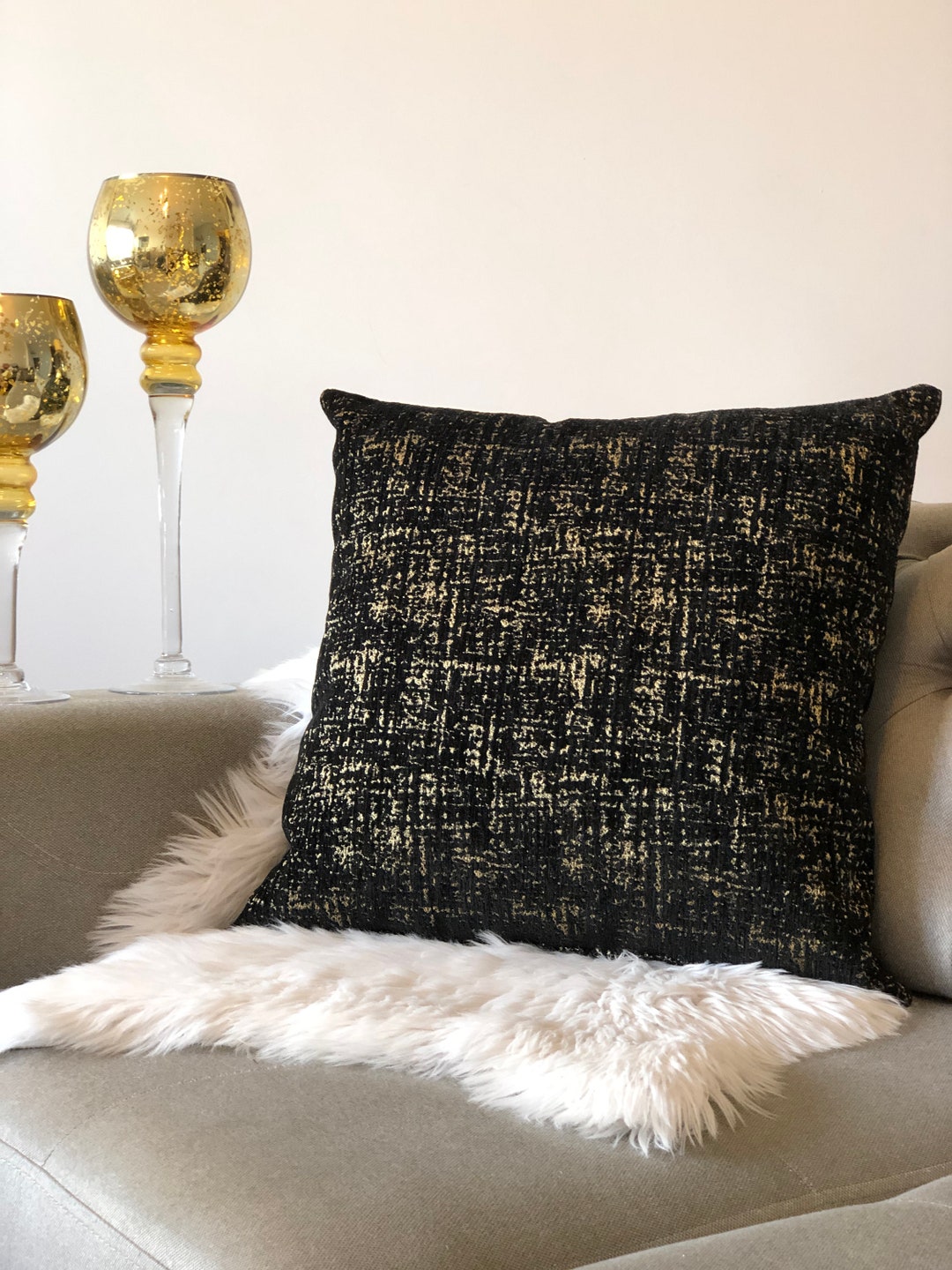 Black Gold Pillow, Home Decor, Throw Pillow Cover, Lumbar Pillow ...
