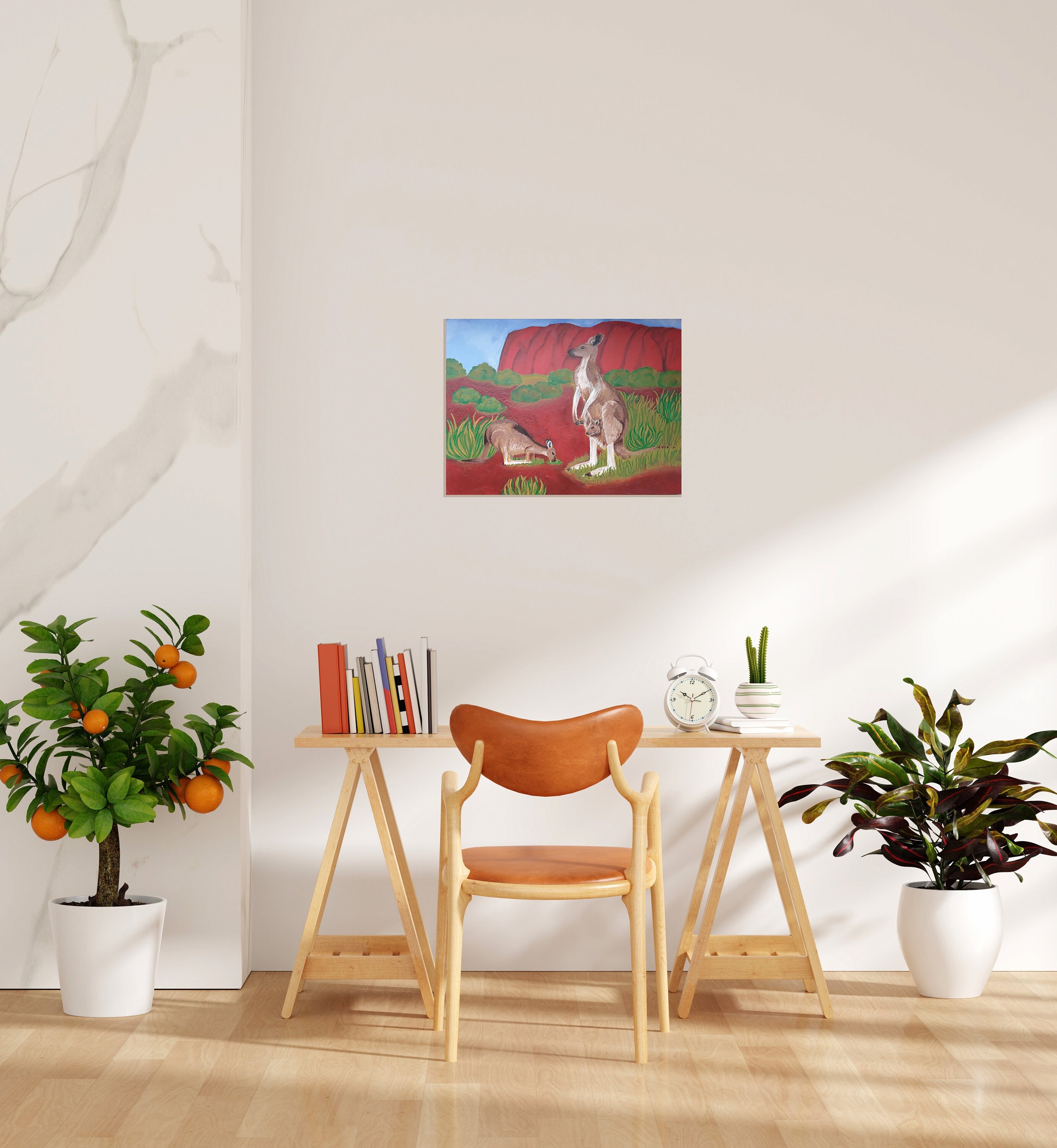 Original Acrylic Painting Hand Painted, Kangaroos at Uluru Australia - Etsy