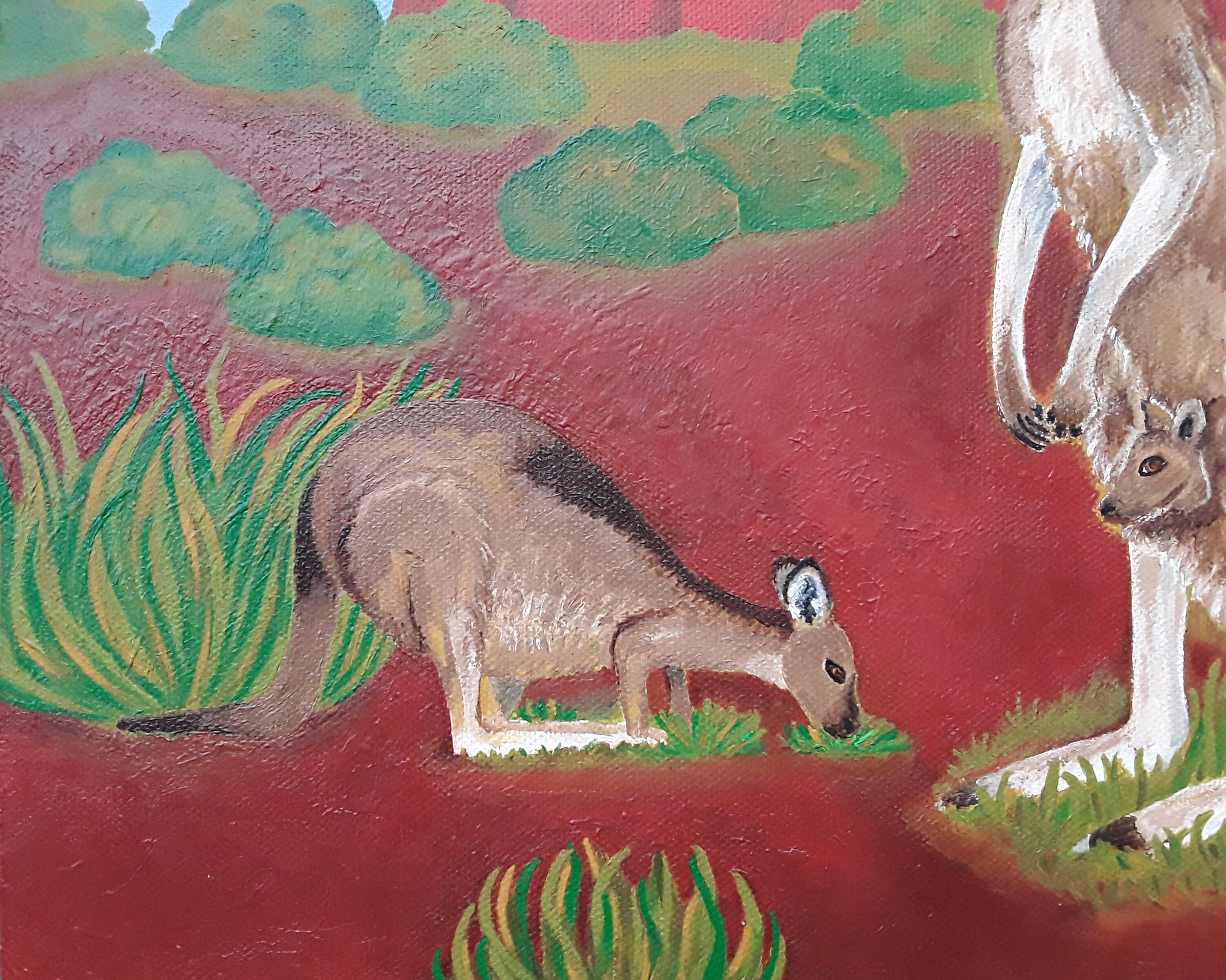 Original Acrylic Painting Hand Painted, Kangaroos at Uluru Australia - Etsy