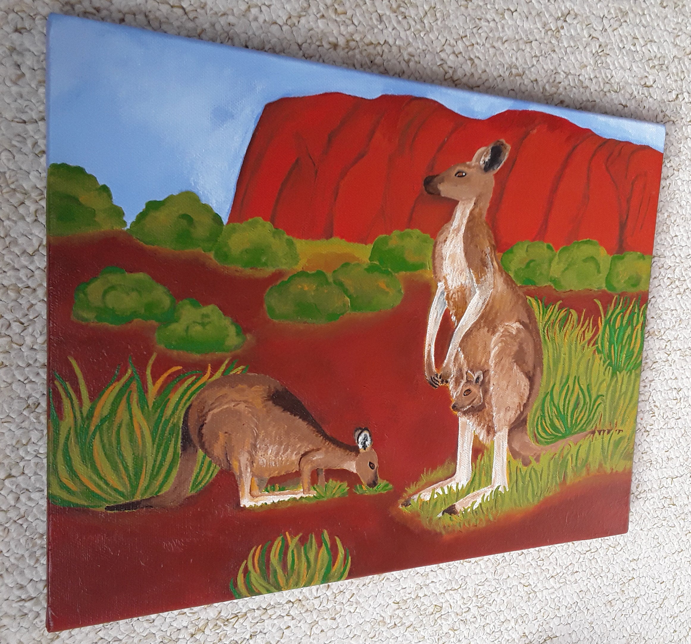 Original Acrylic Painting Hand Painted, Kangaroos at Uluru Australia - Etsy
