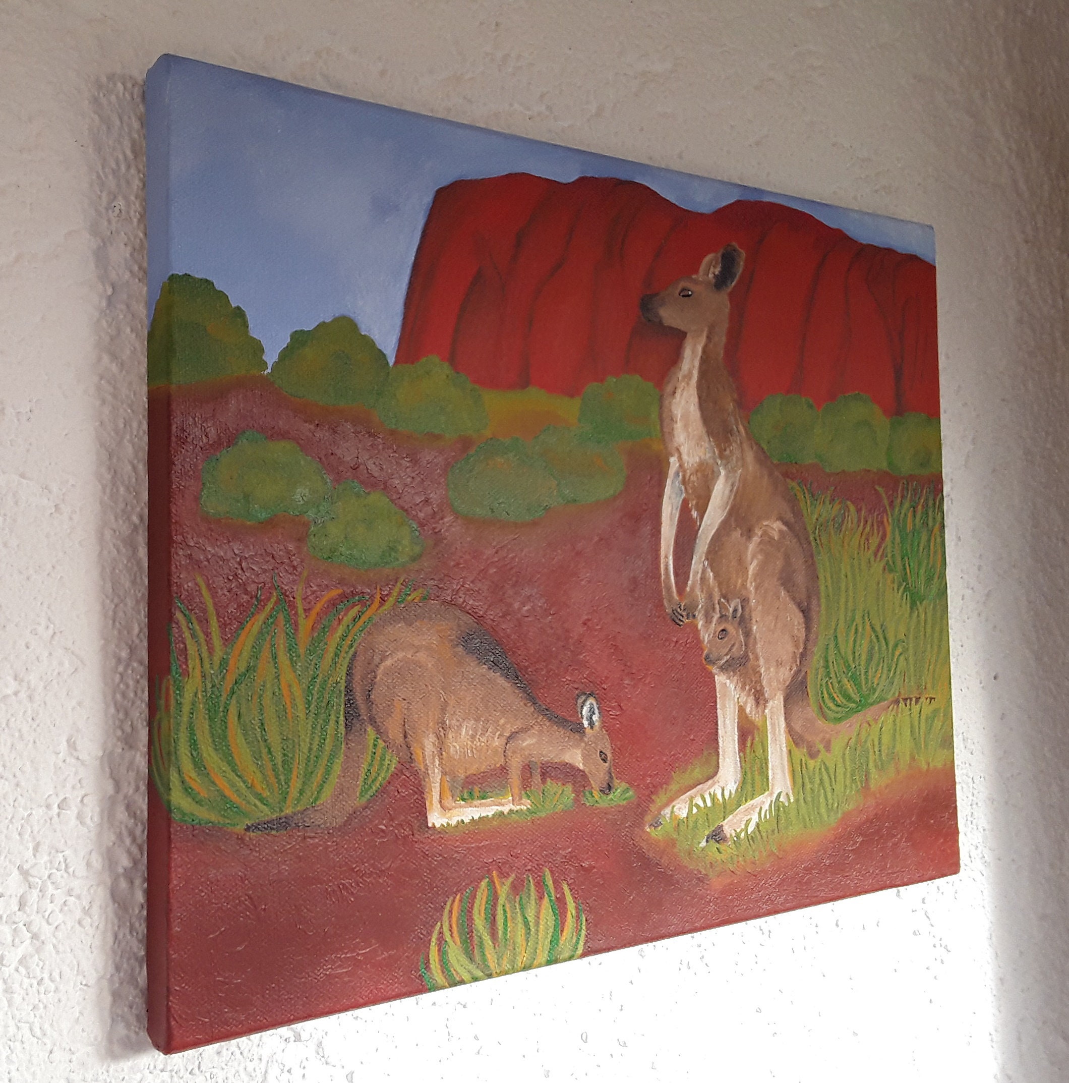 Original Acrylic Painting Hand Painted, Kangaroos at Uluru Australia - Etsy