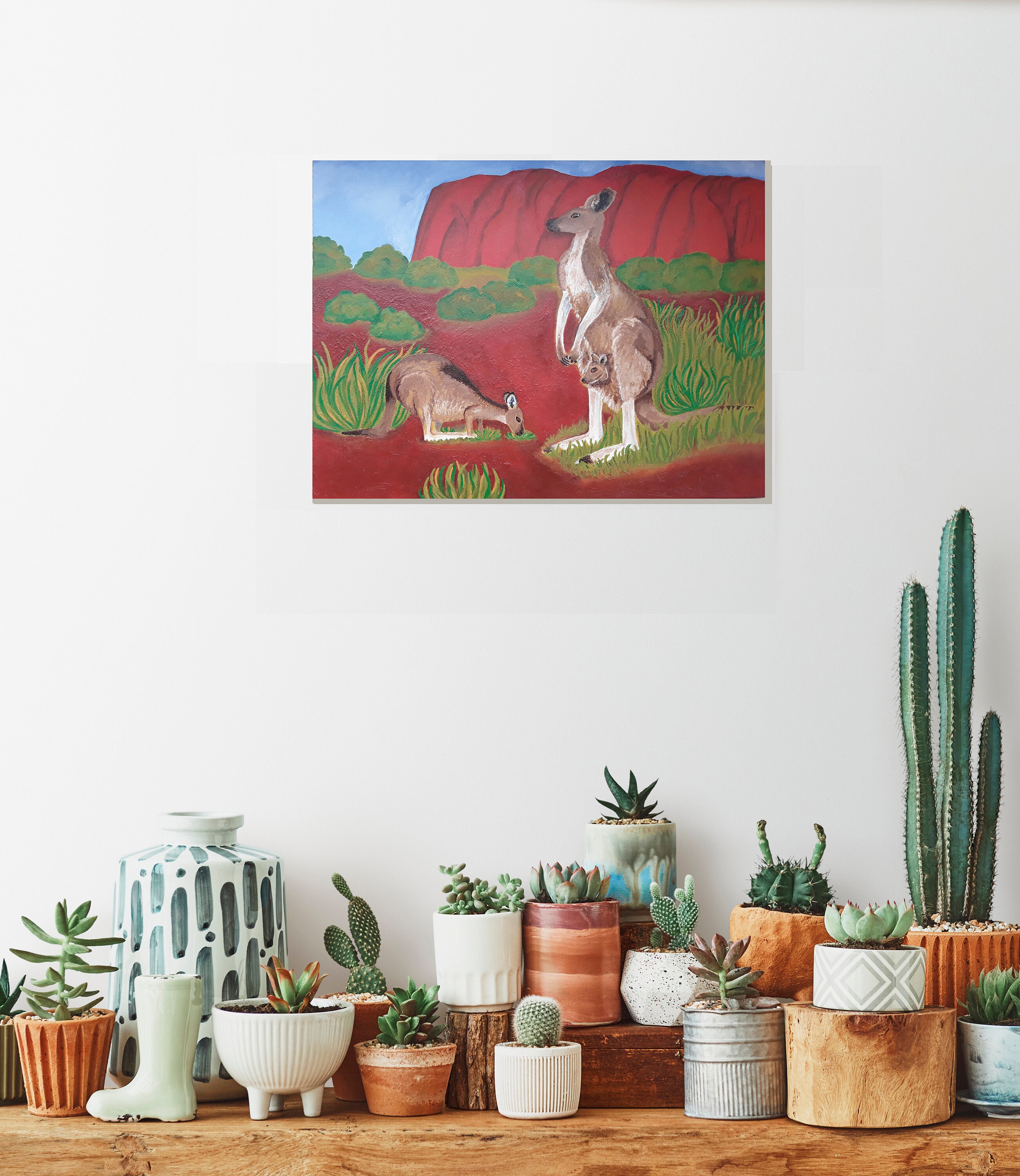 Original Acrylic Painting Hand Painted, Kangaroos at Uluru Australia - Etsy