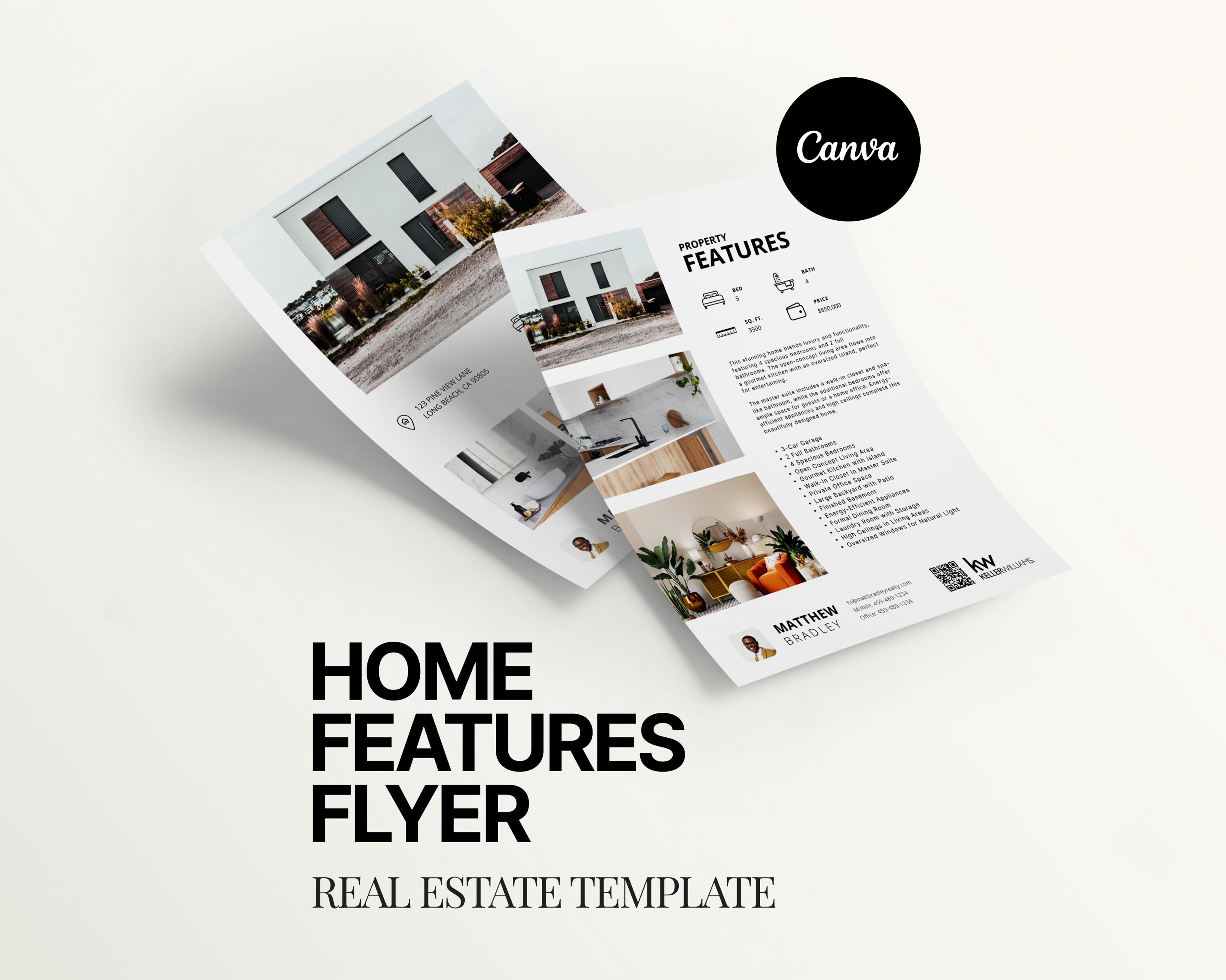 Real Estate Home Features Feature Sheet Flyer Template, House Feature ...