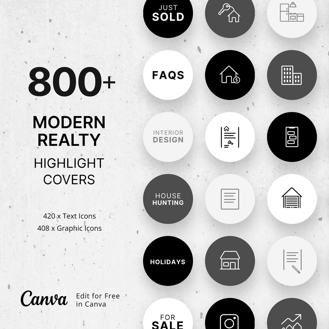 800 Modern Real Estate Instagram Story Highlight Covers, Real Estate ...